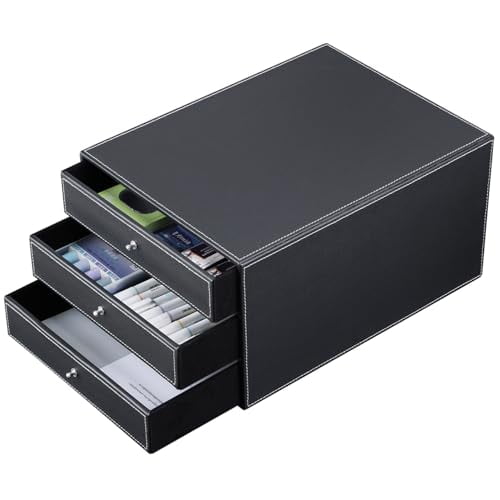 KINGFOM 3-Drawer 3-Layer Wood Structure Leather Desk Filing Cabinet ...