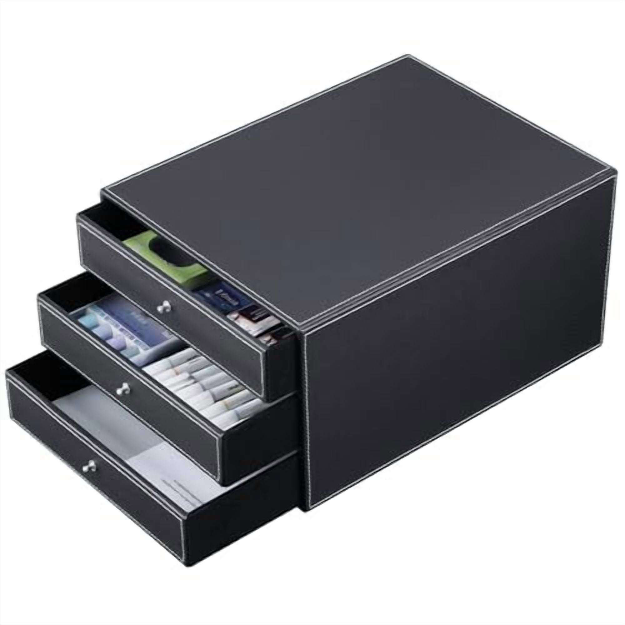 KINGFOM 3-Drawer 3-Layer Wood Structure Leather Desk Filing Cabinet ...
