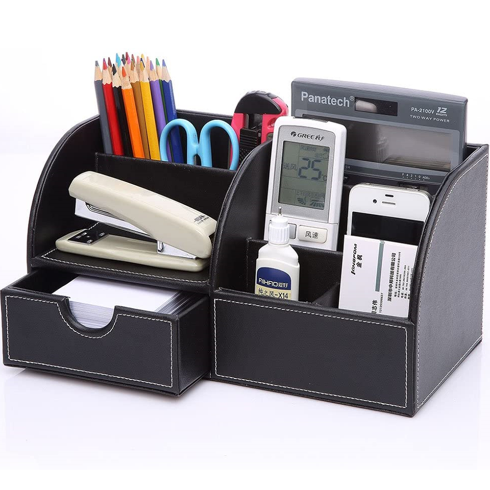 Classic Black Leather Desktop Organizer - Walmart.com