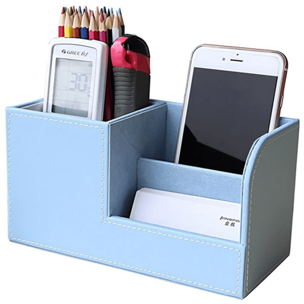 KINGFOM PU Leather Desk Organizer, Pen & Pencil Holder, Stationary ...