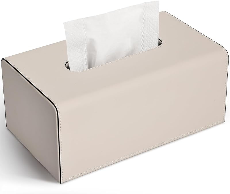 KINGFOM Tissue Box Cover, PU Leather Rectangular Tissue Box Holder with ...
