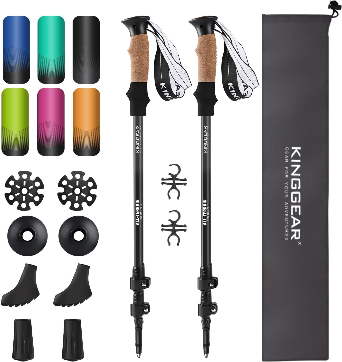 KINGGEAR Nordic Walking Stick, TP1 Hiking Poles Retractable Lightweight ...