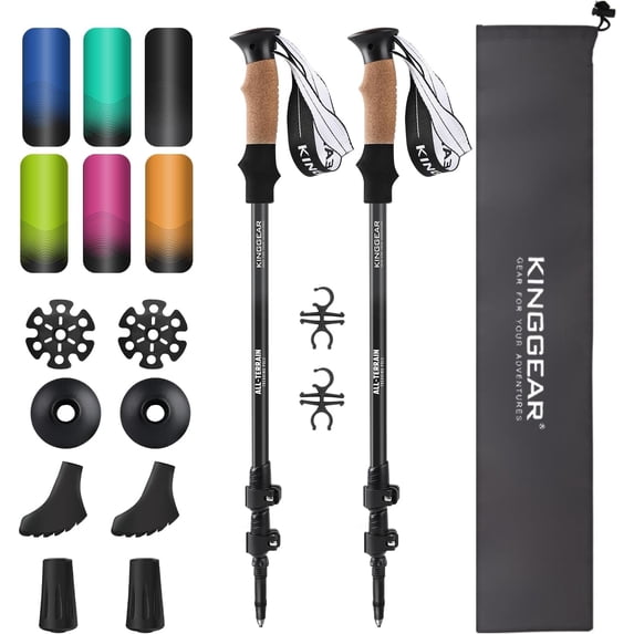KINGGEAR Nordic Walking Stick, TP1 Hiking Poles Retractable Lightweight ...