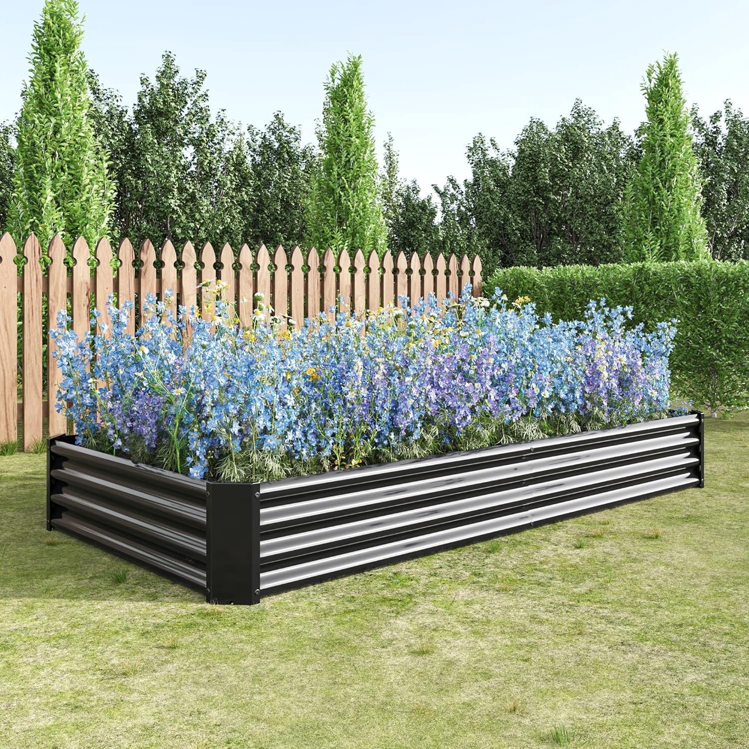 KINGGLE Galvanized Raised Garden Bed for Vegetables,Planter Raised ...