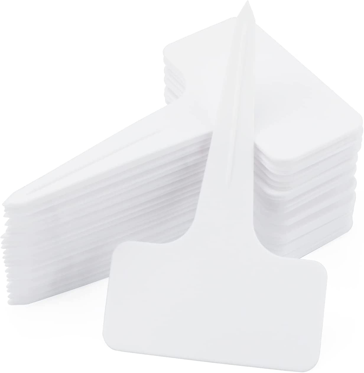 KINGLAKE 100 Pcs Thick Plastic Plant T-Type Tags Nursery Garden Labels ...