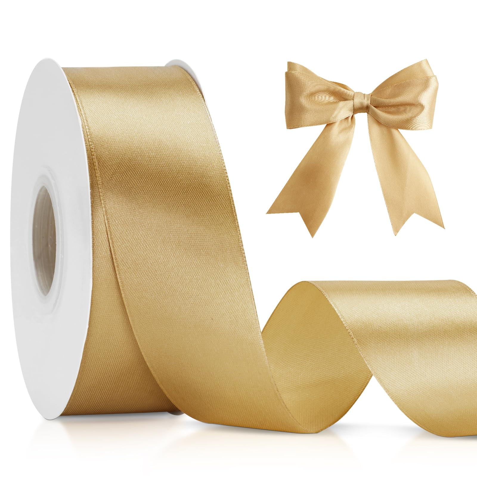 KINGLAKE Gold Ribbon 1 OIF8 1/2inch,50 Yards Gold Satin Ribbon for Gift ...