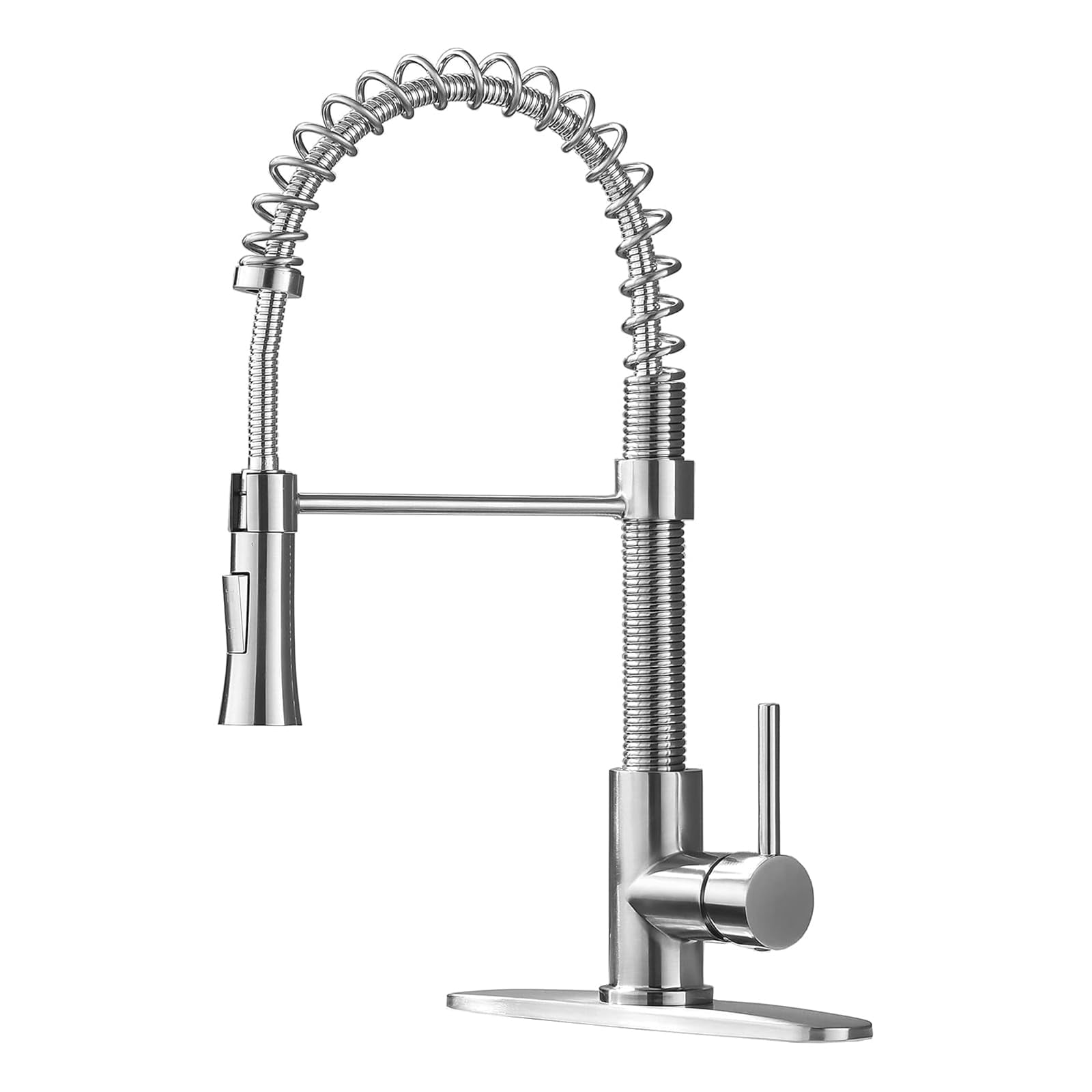 KINGO HOME Brushed Nickel Kitchen Faucet with Sprayer, Arc Single ...