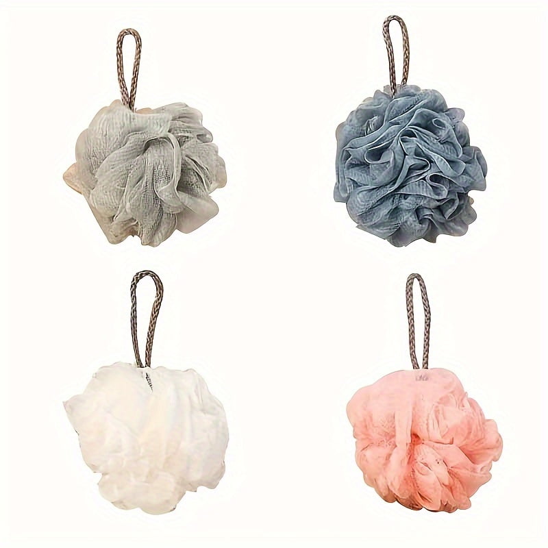 Kingoos 4 Pack Shower Loofahs Sponge Bath Ball Exfoliating Body Wash
