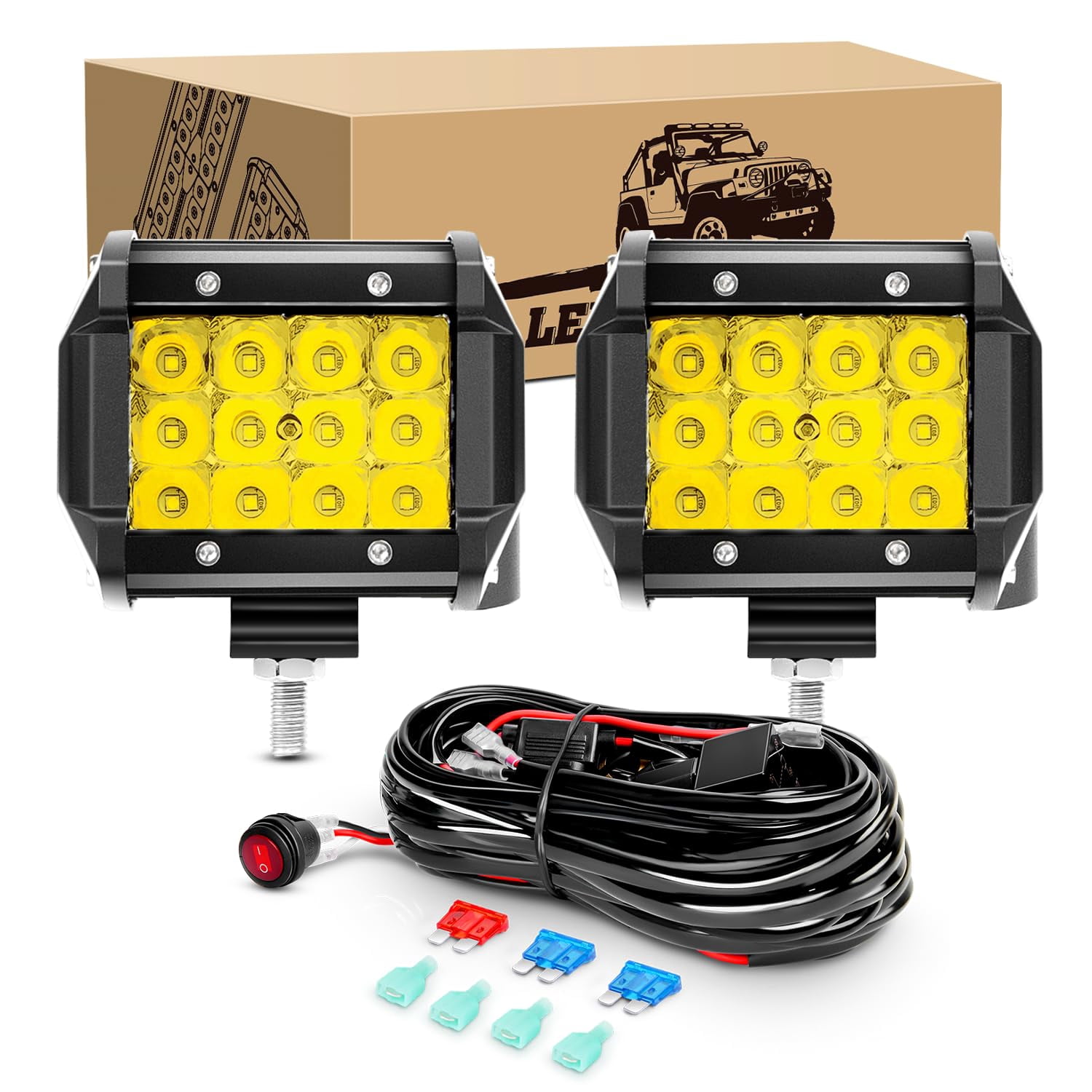 KINGOPT LED Light Bar SSF20 2PCS 4Inch 36W Row Spot LED Pods, 3600LM ...
