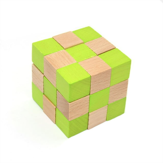 KINGOU Wood Snake Cube OIF8 Puzzle Brain Teaser Toy Soma Cube Games for ...