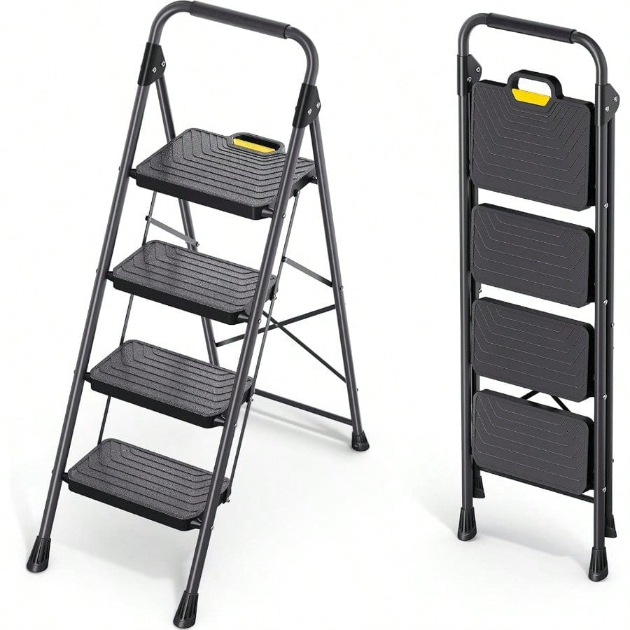 KINGRACK 4 Step Ladder Sturdy Steel Step Stool With AntiSlip Wide ...