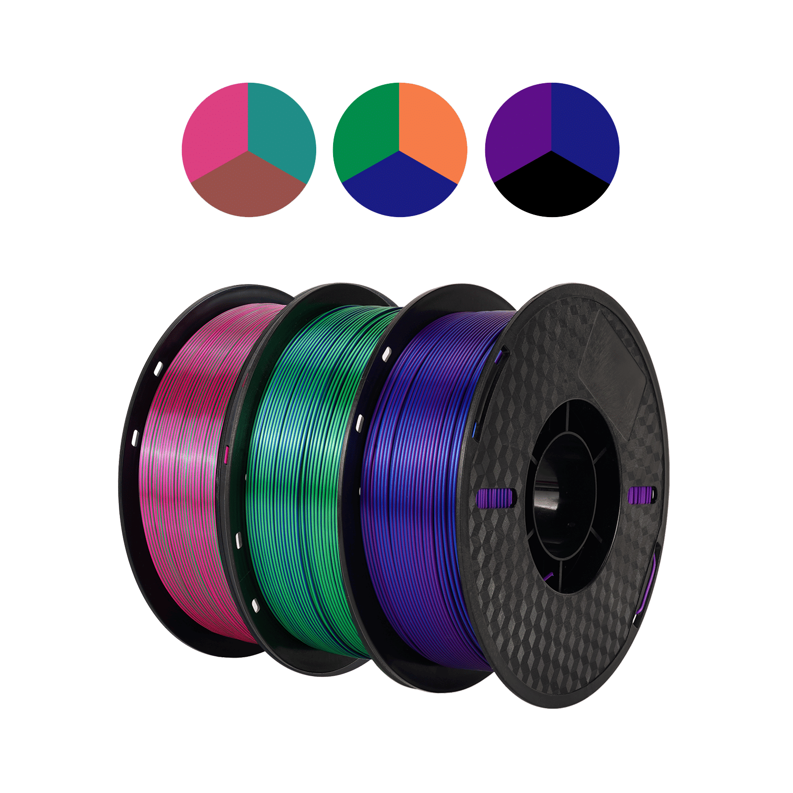KINGROON 3KG Silk PLA Filament 1.75mm - Tricolor 3D Printer Material ...