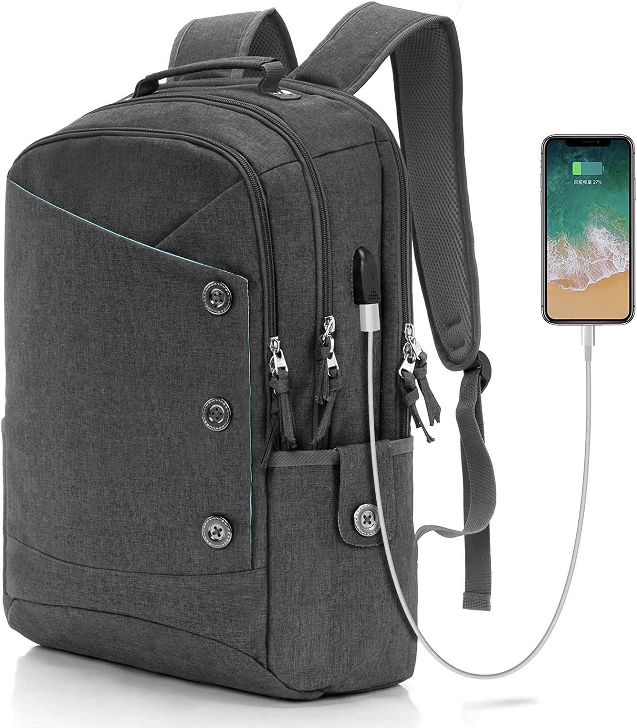 PULLIMORE 17 inch Laptop Backpack for Women Men Water Resistant Anti ...