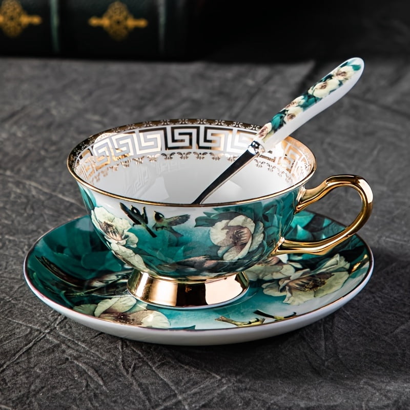 KINGSS 1 Set Ceramic Tea Cup And Saucer Sets Chinese Vintage Coffee Mug ...