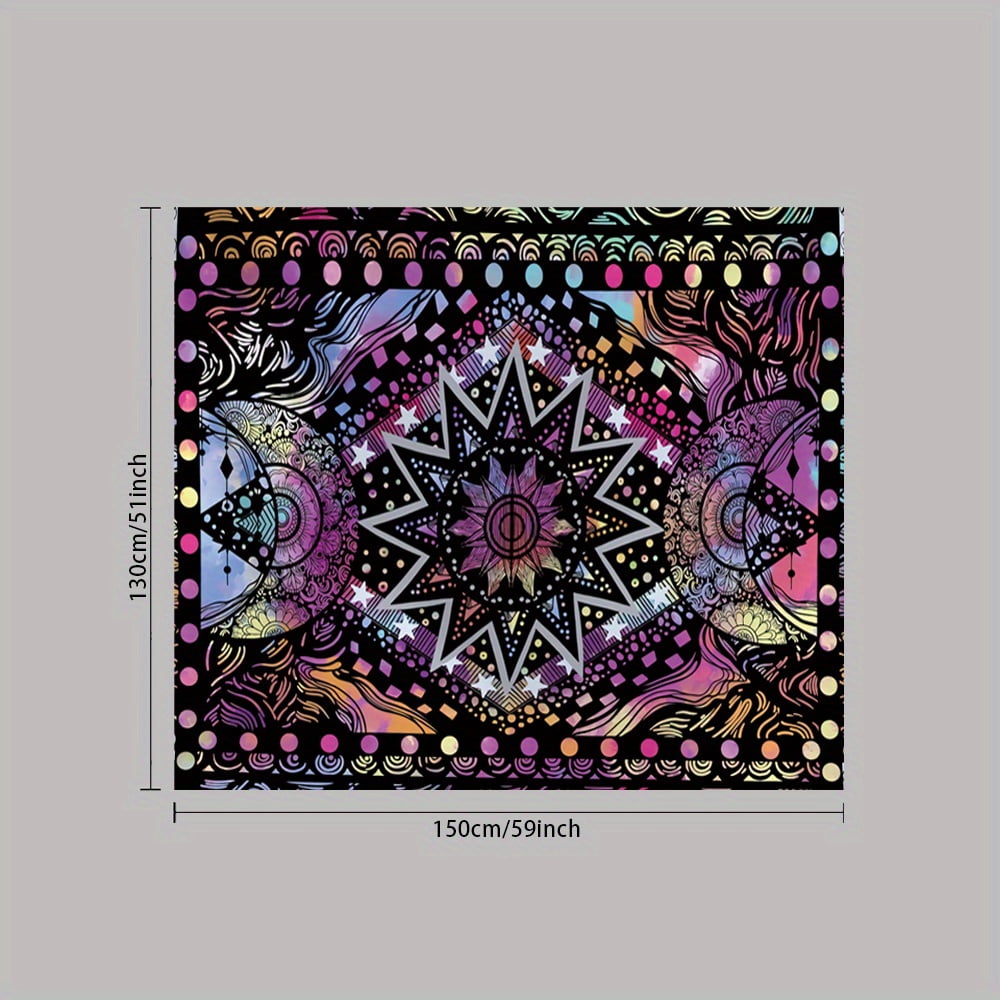 KINGSS 1pc Polyester Psychedelic Colorful Sun and Moon Tapestry Wall ...