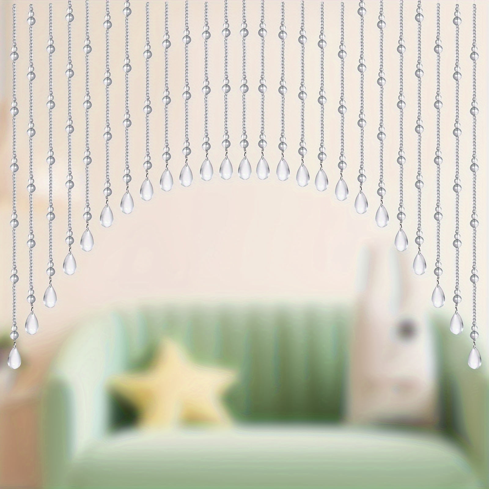 KINGSS 40 Strings Crystal Glass Beaded Curtain Arched Doorway Closet ...