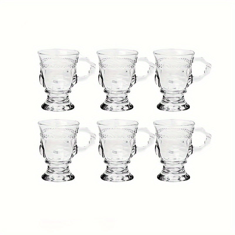 KINGSS 6-Piece Vintage Embossed Glass Cup Set - Amber Insulated Tea ...