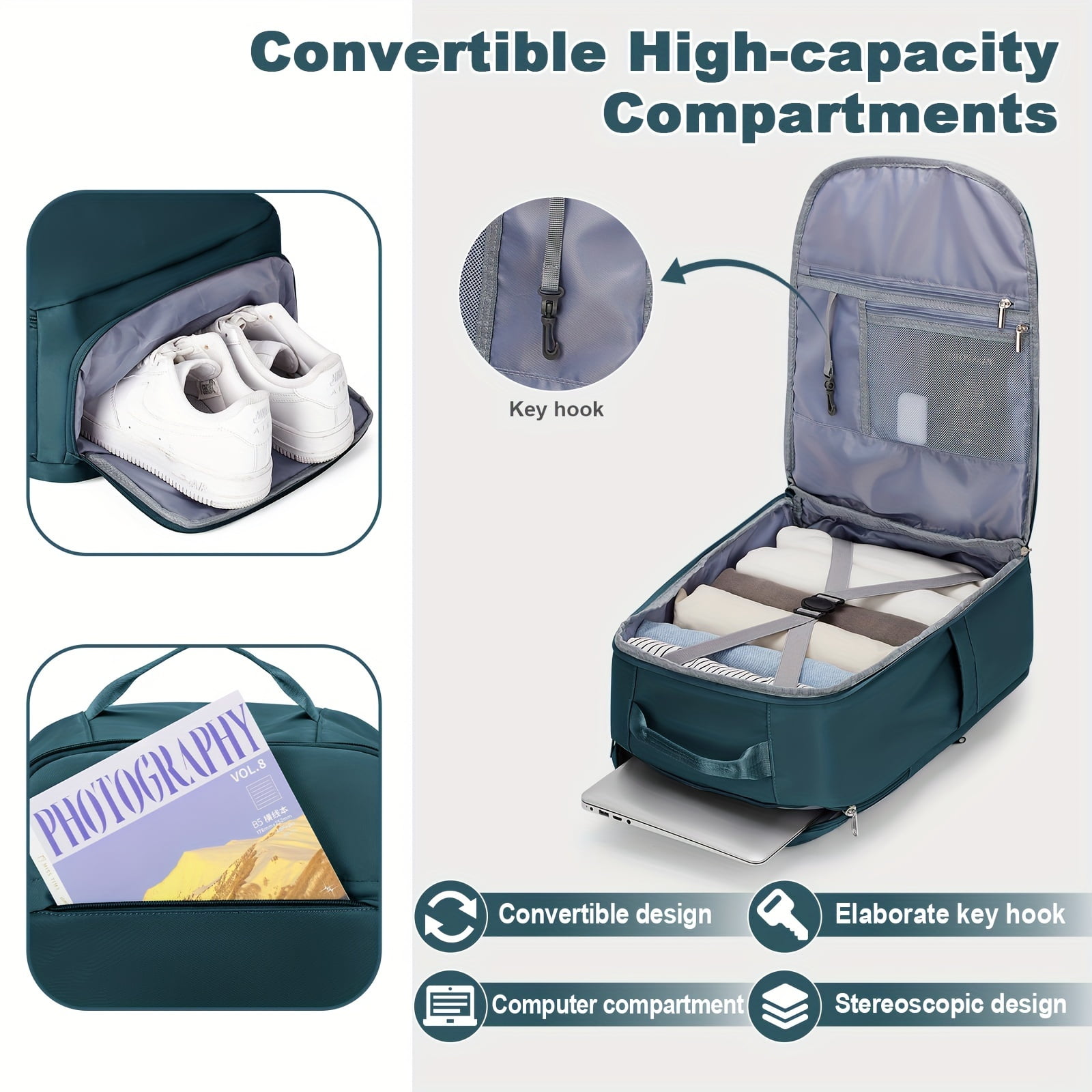 KINGSS Capacity Travel Backpack Preppy College School Daypack Casual Travel Knapsack & Laptop ...