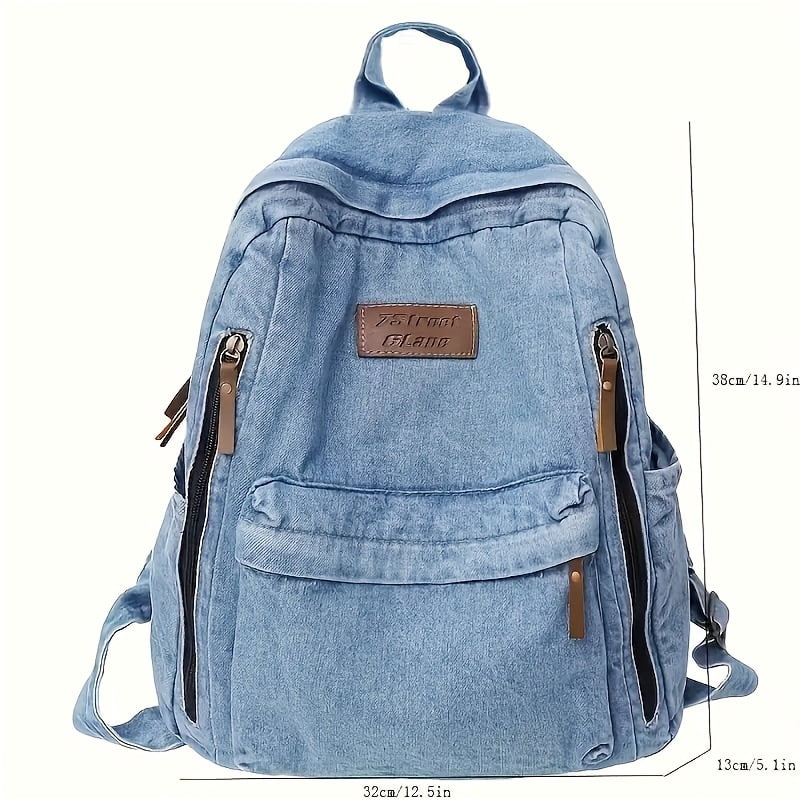KINGSS Casual Backpack With Letters Patches Large Capacity Multi-Pocket ...
