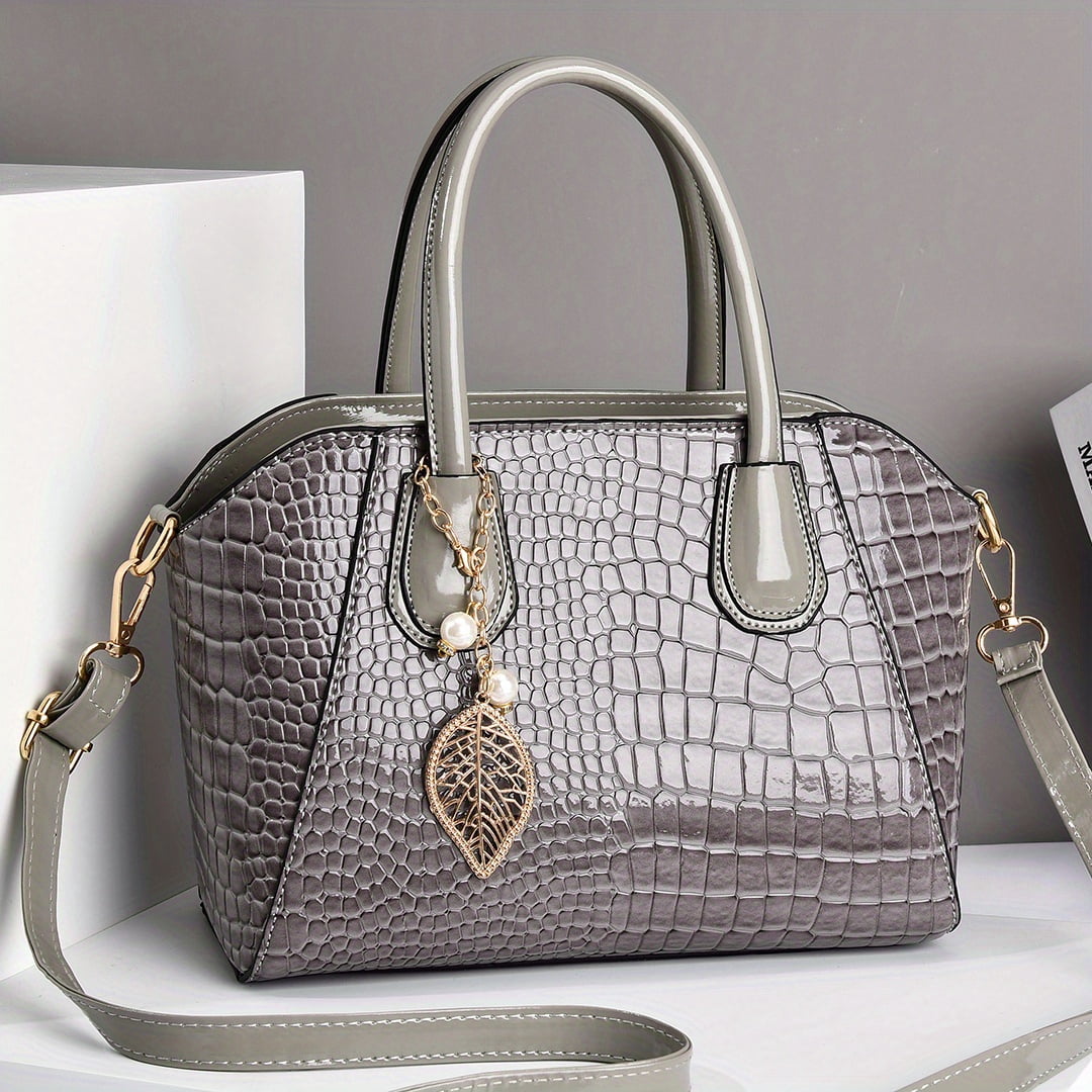 KINGSS Crocodile Embossed Handbag Classic Shoulder Bag Women‘s Satchel ...
