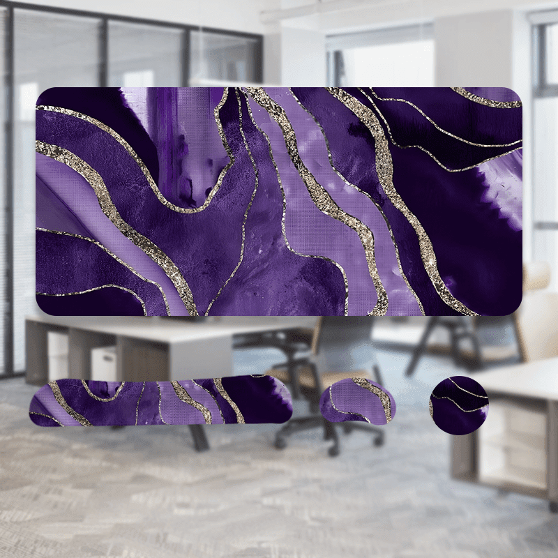 KINGSS Dark Purple Golden Marble Texture Large Gaming Mouse Pad and ...