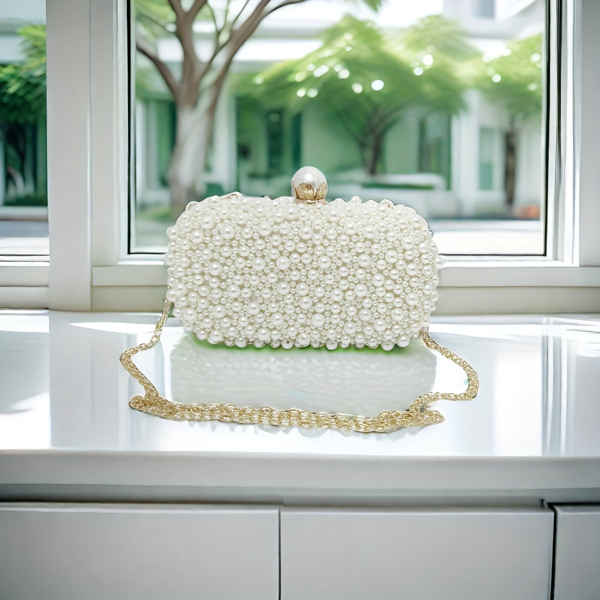 KINGSS Faux Pearl Evening Clutch Luxurious Handheld Party Purse With ...