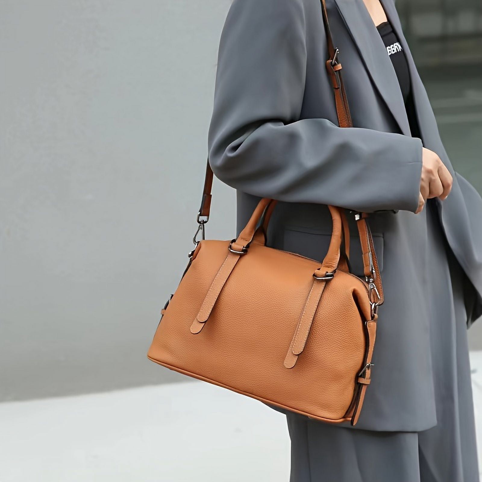 KINGSS Genuine Leather Handbag Fashion Solid Color Crossbody Bag Luxury ...