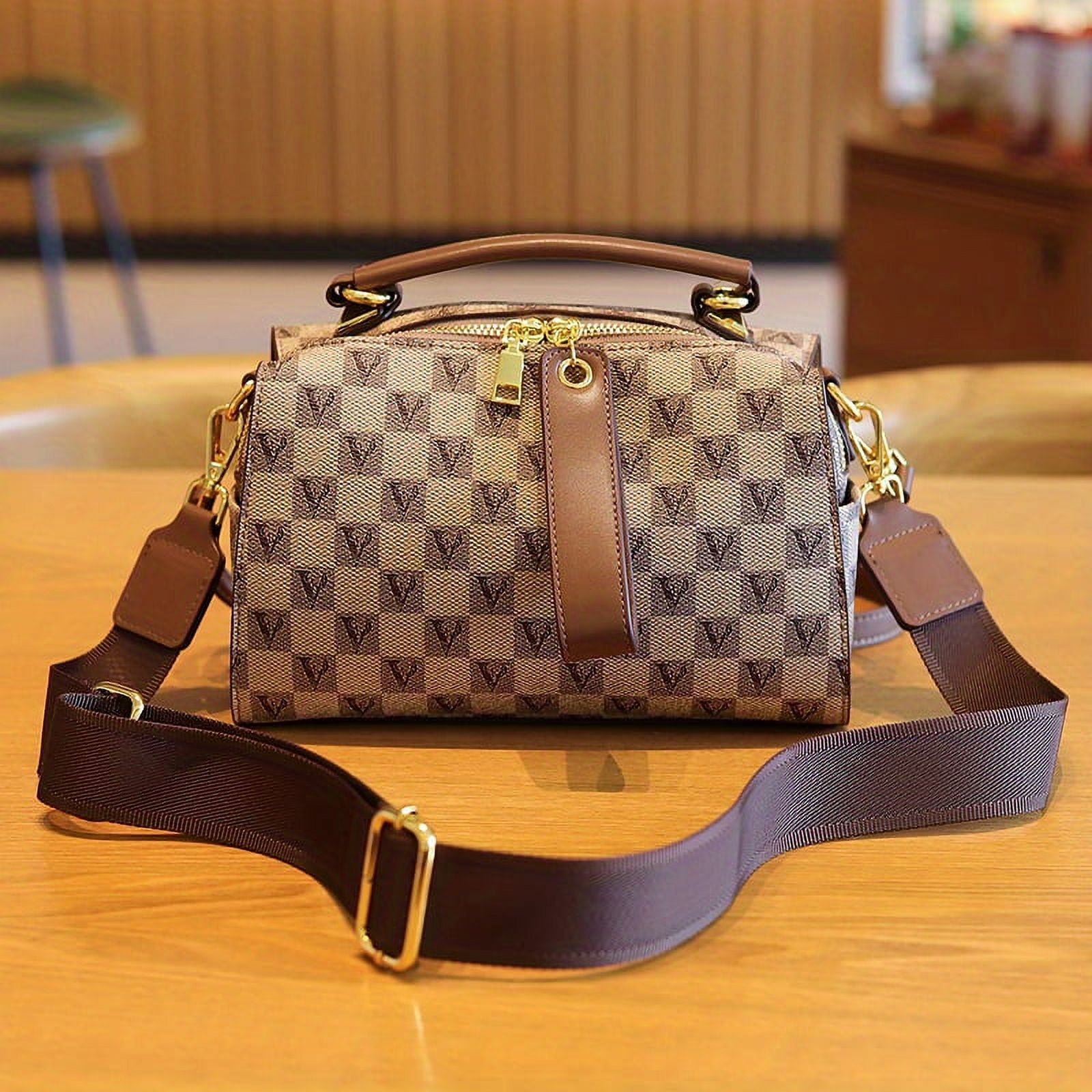 KINGSS Geometric Print Boston Bag Retro Crossbody Satchel Women‘s ...