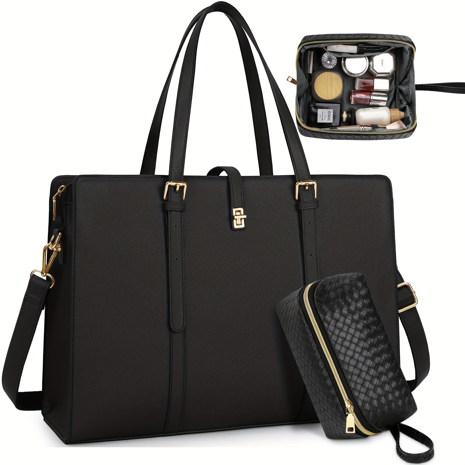 KINGSS Laptop Bag For Women 15.6 Inch Leather Laptop Tote Bag ...