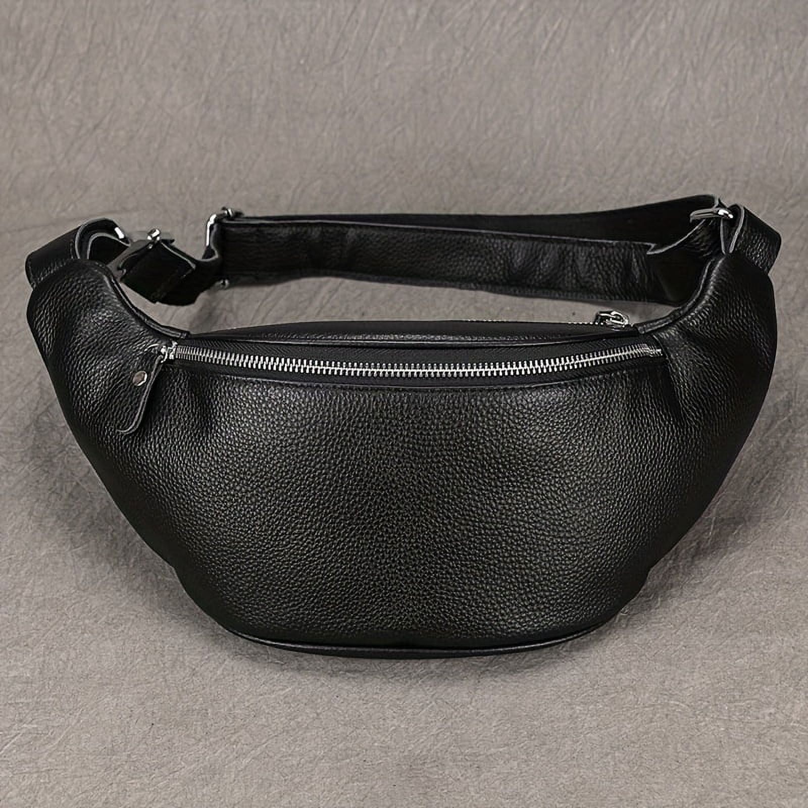 KINGSS Leather Waist Pack Multi Functional Black Chest Bag For Phone ...