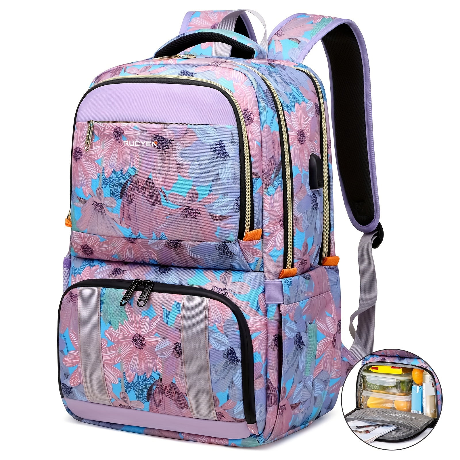 KINGSS Lunch Backpack Insulated Cooler Backpack for Women Laptop ...