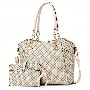 XB Checkered Handbags Set for Women Faux Leather Tote Satchel Bags with ...