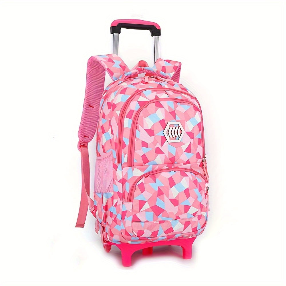 KINGSS Pattern Rolling Backpack Trolley School Bag With Wheels Large ...