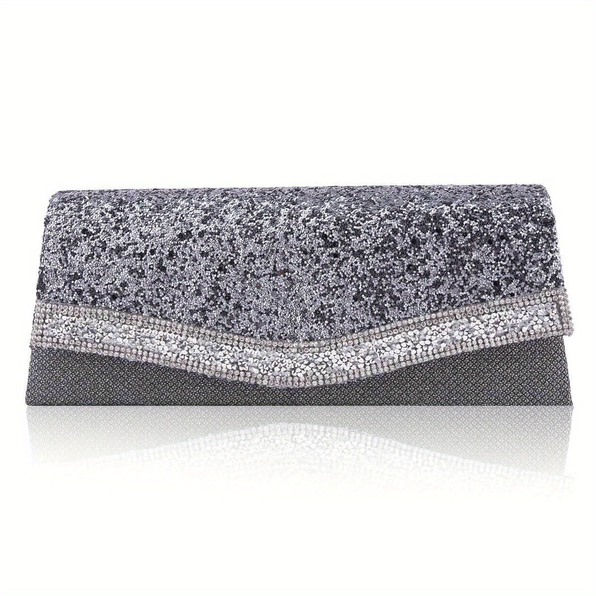 KINGSS Solid Color Glitter Sequin Clutch Purse For Women Evening Bag ...
