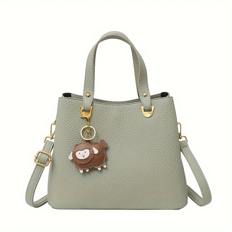 KINGSS Solid Color Handbag Simple Pu Leather Bucket Bag Fashion ...