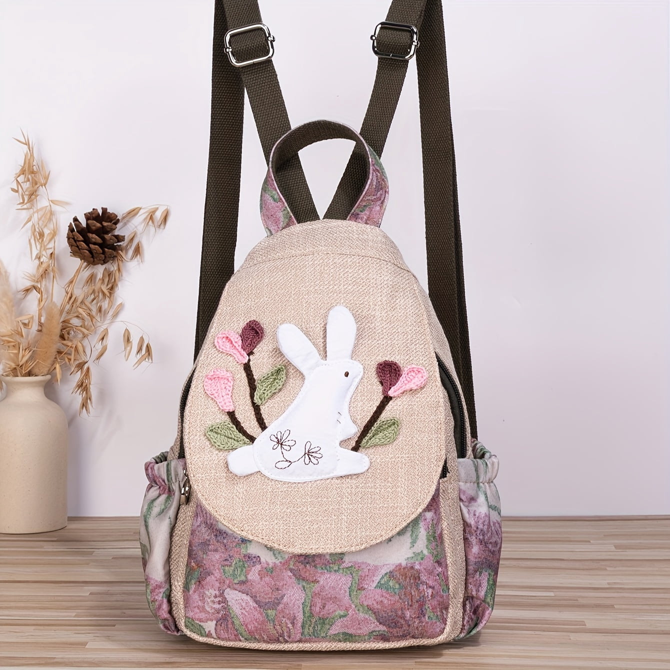 KINGSS Style Fabric Backpack With 3D Handcrafted Bunny Design Multi ...