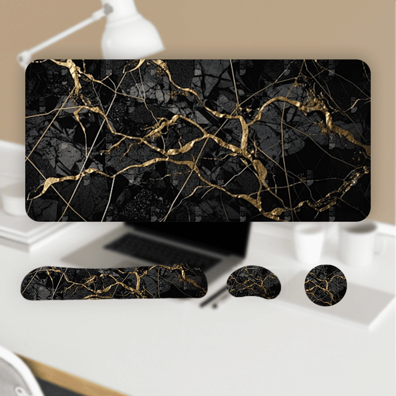 KINGSS Topographic Abstract Waves Black Large Gaming Mouse Pad And ...