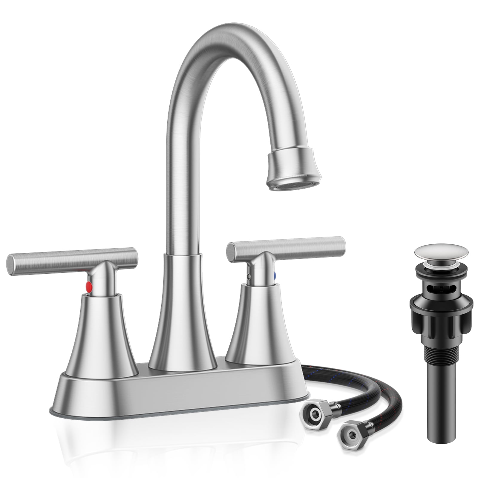 KINGTACK Bathroom Faucets, 4 inch Bathroom Faucets with Pop-up Drain ...