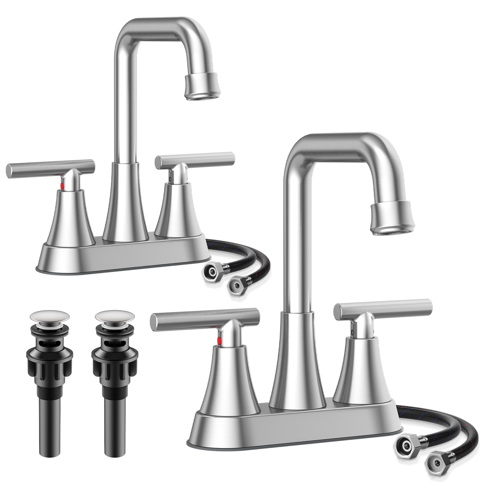 KINGTACK Bathroom Sink Faucet, 4 inch Brushed Nickel Bathroom Faucets ...