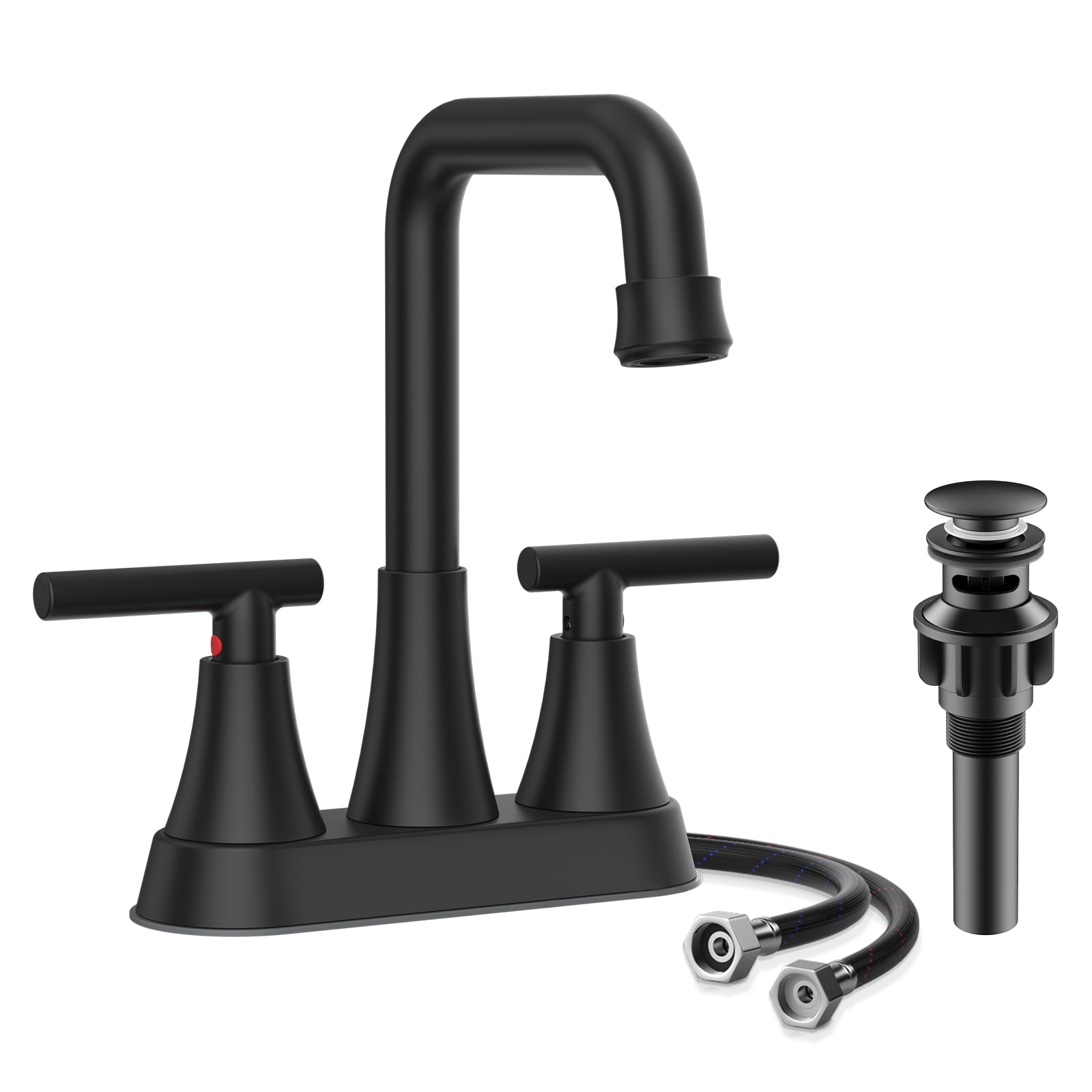 KINGTACK Stainless Steel 4 Inch Bathroom Sink Faucet with Pop-up Drain ...