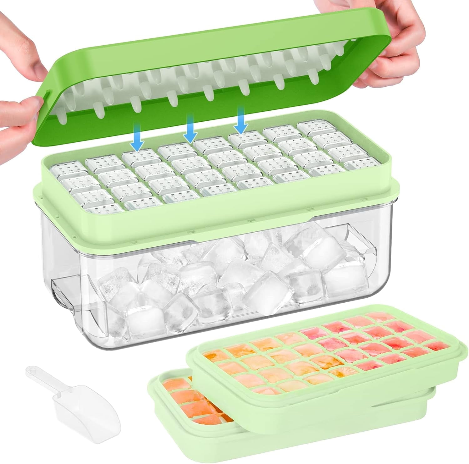 KINGTACK Ice Cube Tray, Ice Trays for Freezer, Ice Cube Tray With Lid ...
