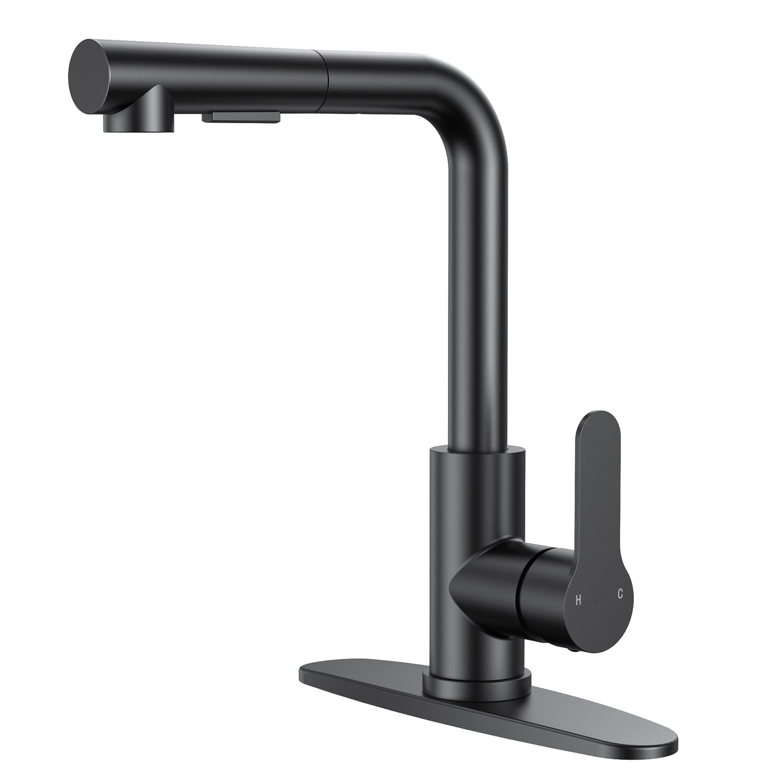 KINGTACK Kitchen Sink Faucet, Matte Black Stainless Steel, Pull Down ...