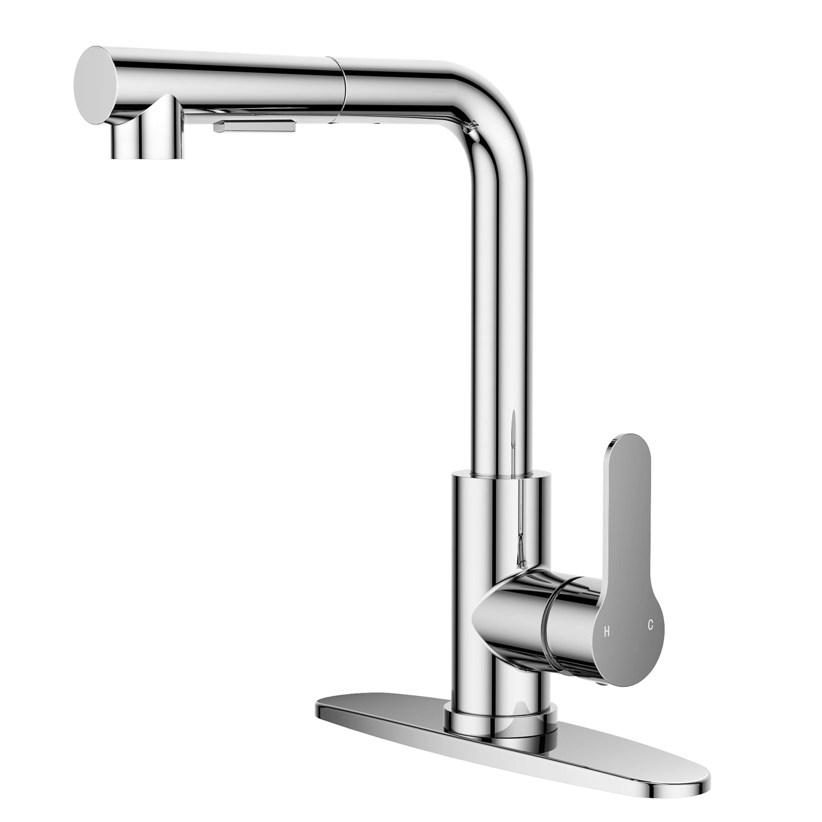 KINGTACK Kitchen Faucets, Chrome Kitchen Faucet with Pull Down Sprayer ...