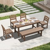 KINGYES 6 Piece Patio Dining Set, HDPE Outdoor Table and Chairs with ...