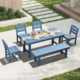 KINGYES 6 Piece Patio Dining Set, HDPE Outdoor Table and Chairs with ...