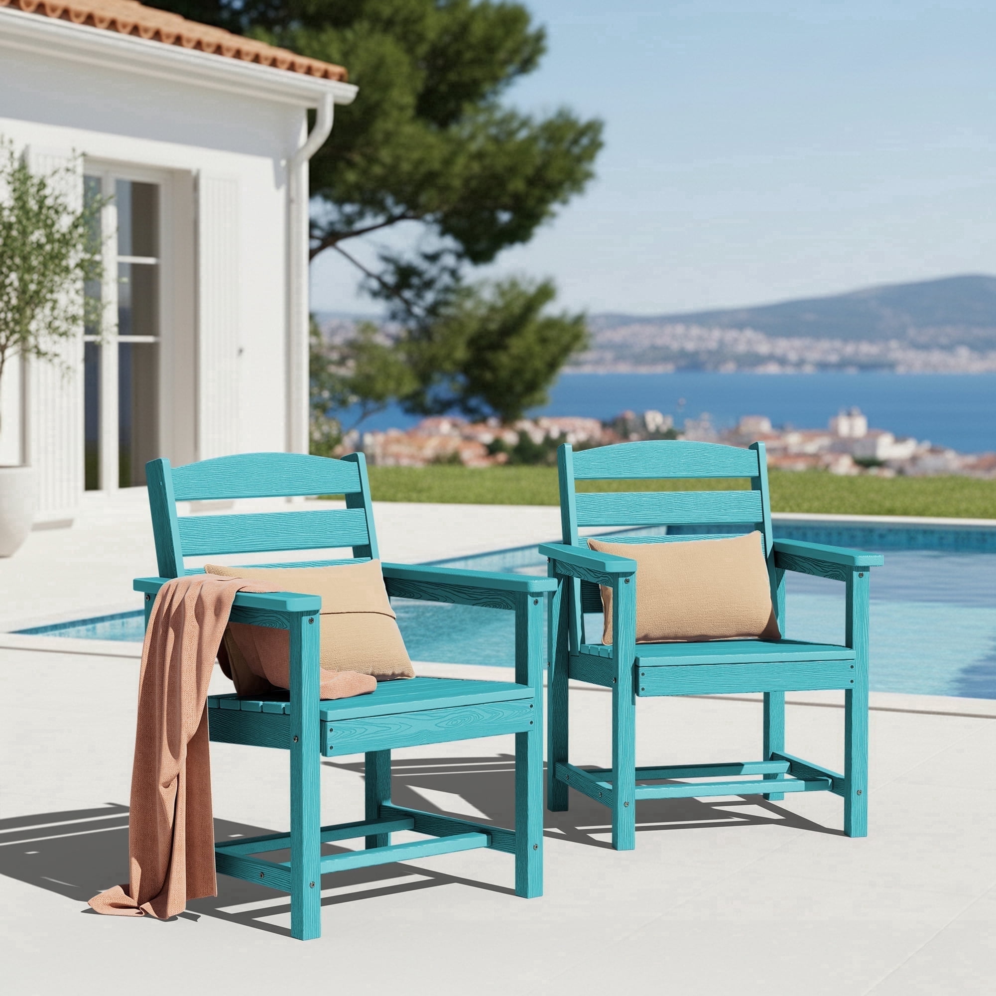 KINGYES All Weather Outdoor Dining Chairs Set of 2, HDPE Oversized ...
