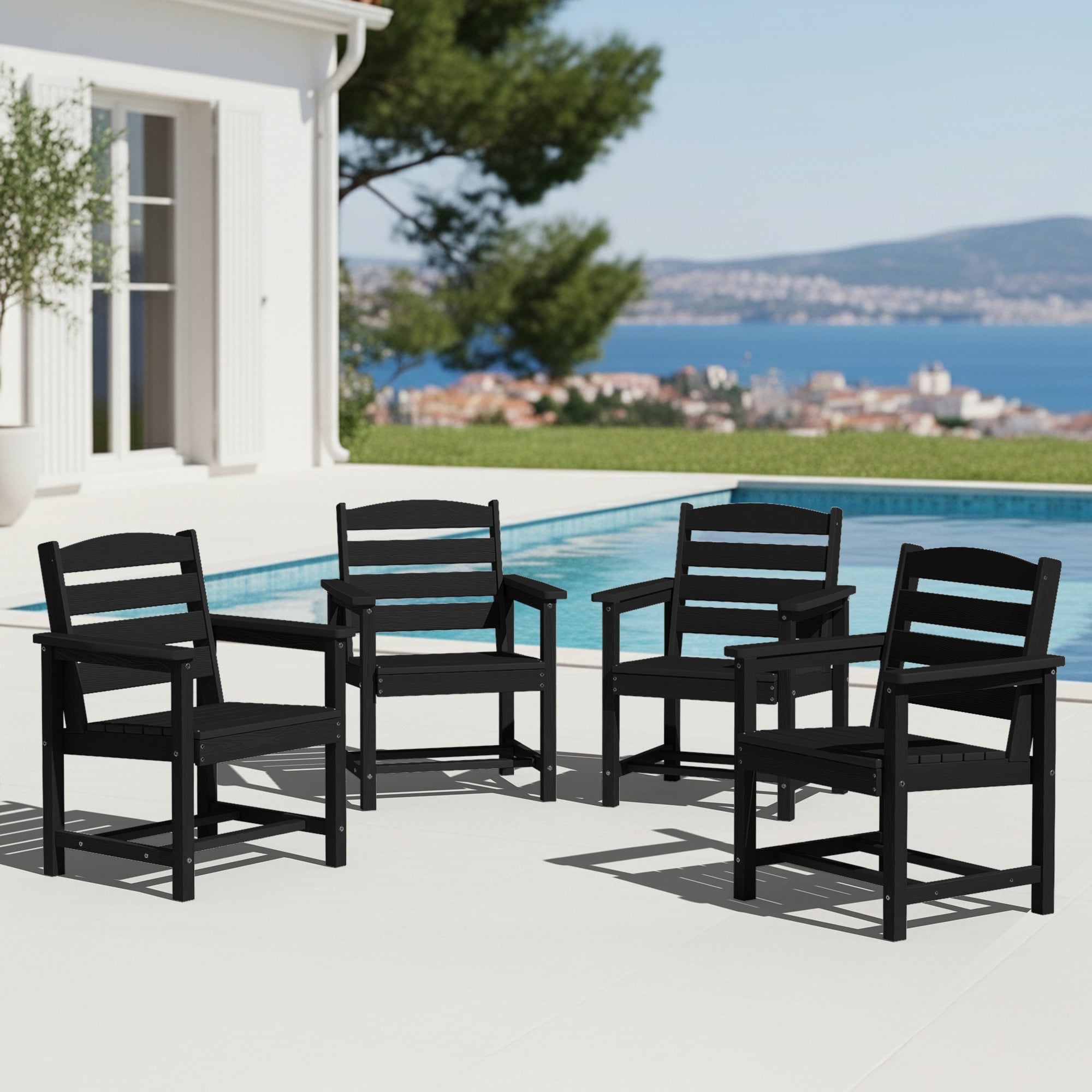 KINGYES All Weather Outdoor Dining Chairs Set of 4, HDPE Oversized ...