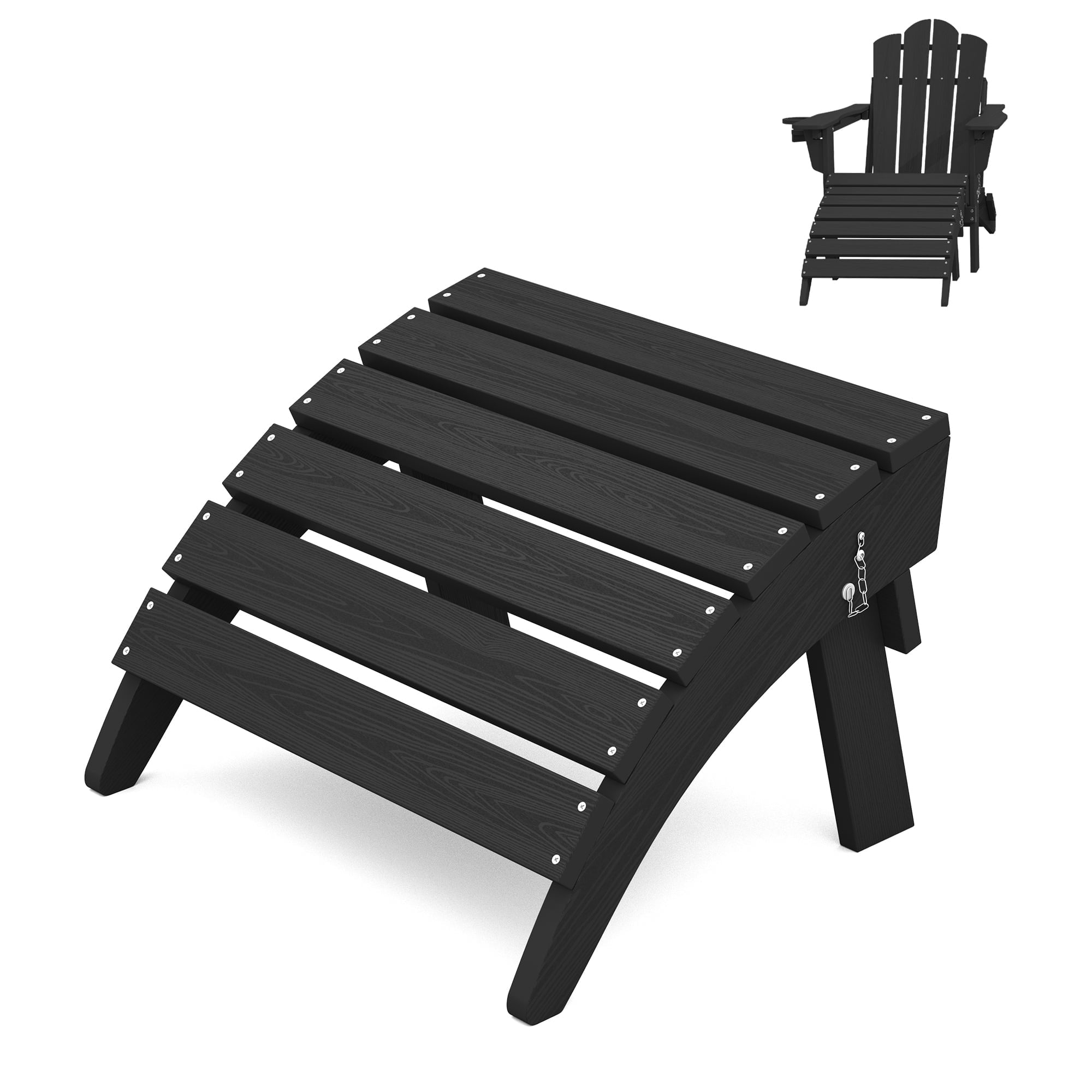 KINGYES Folding Adirondack Ottoman, HDPE Outdoor Foot Rest, Plastic ...