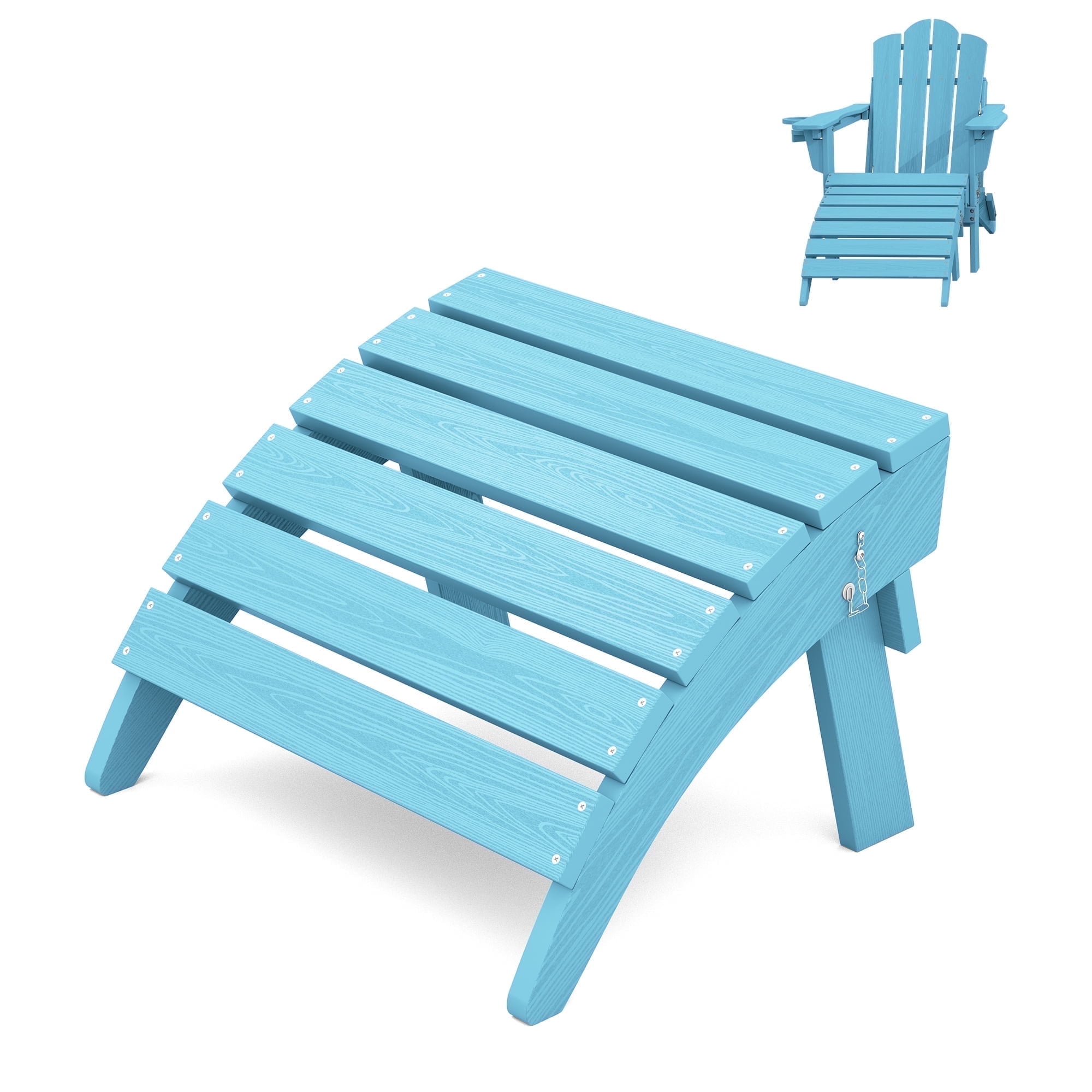 KINGYES Folding Adirondack Ottoman, HDPE Outdoor Foot Rest, Plastic ...