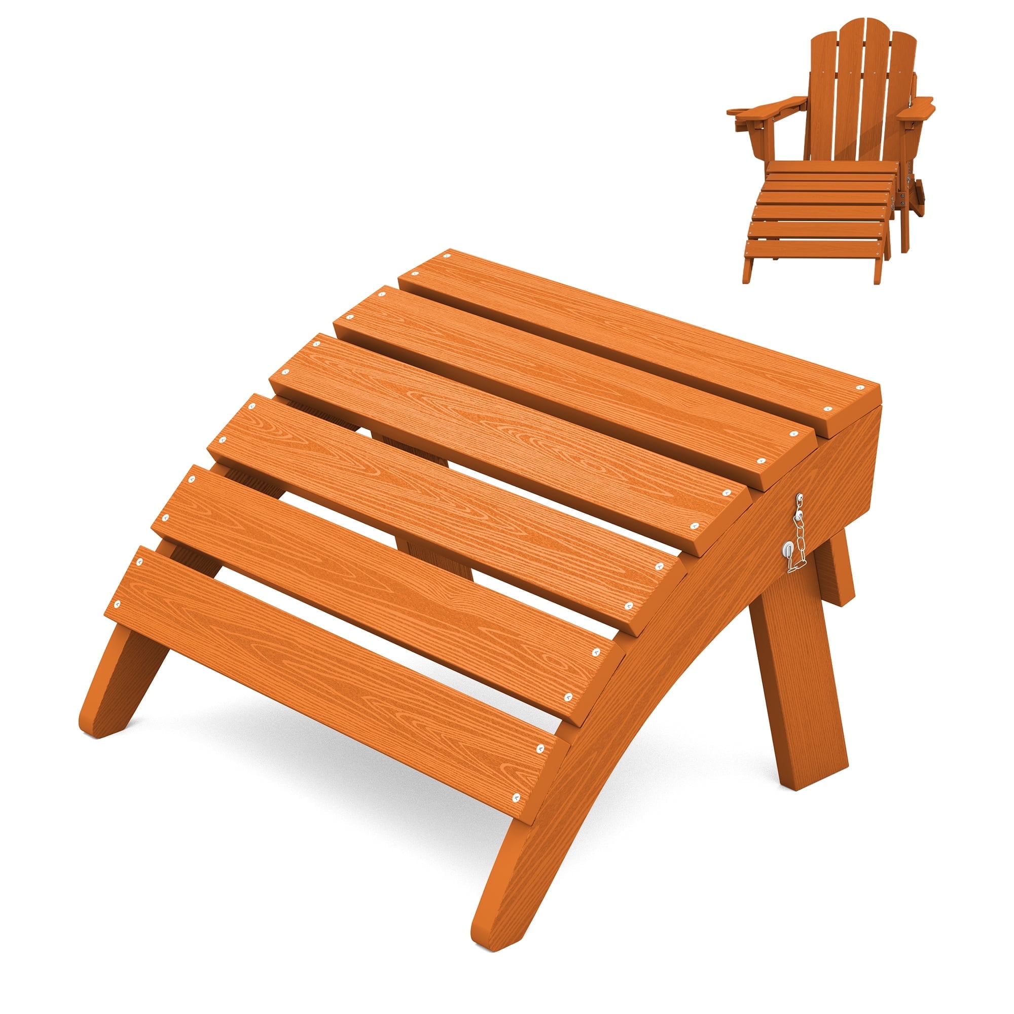 KINGYES Folding Adirondack Ottoman, HDPE Outdoor Foot Rest, Plastic ...
